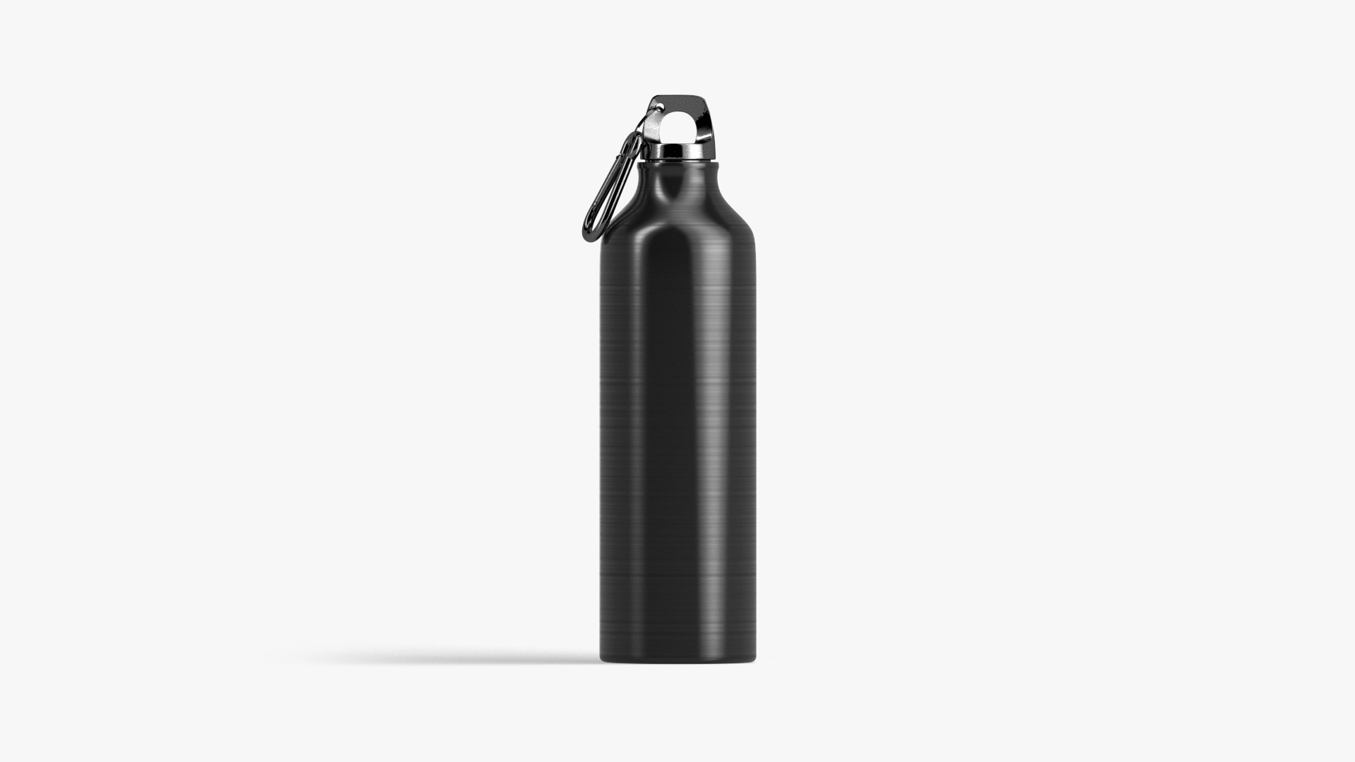 3D Black Aluminum Sport Bottle - metal water botle with carabiner model ...