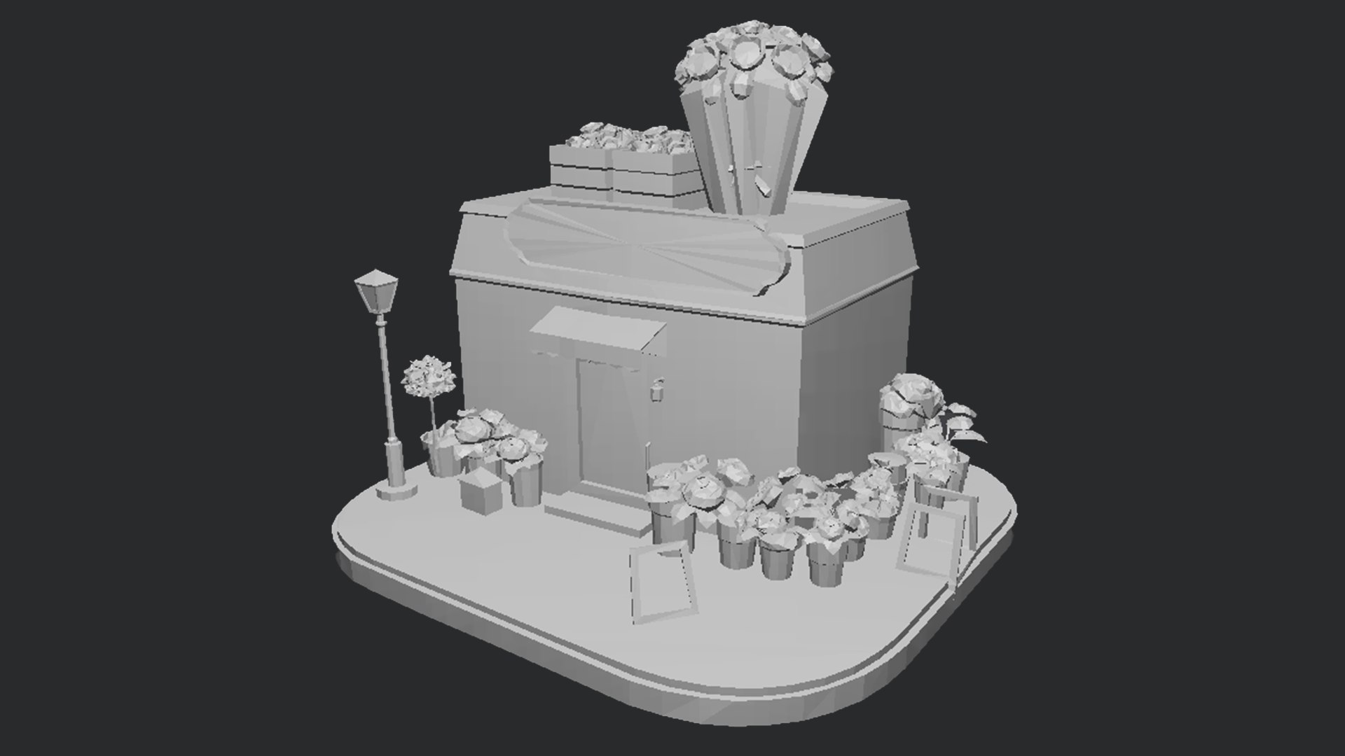 3D 3D Flower Shop Low Poly Stylized Building Model - TurboSquid 2537949