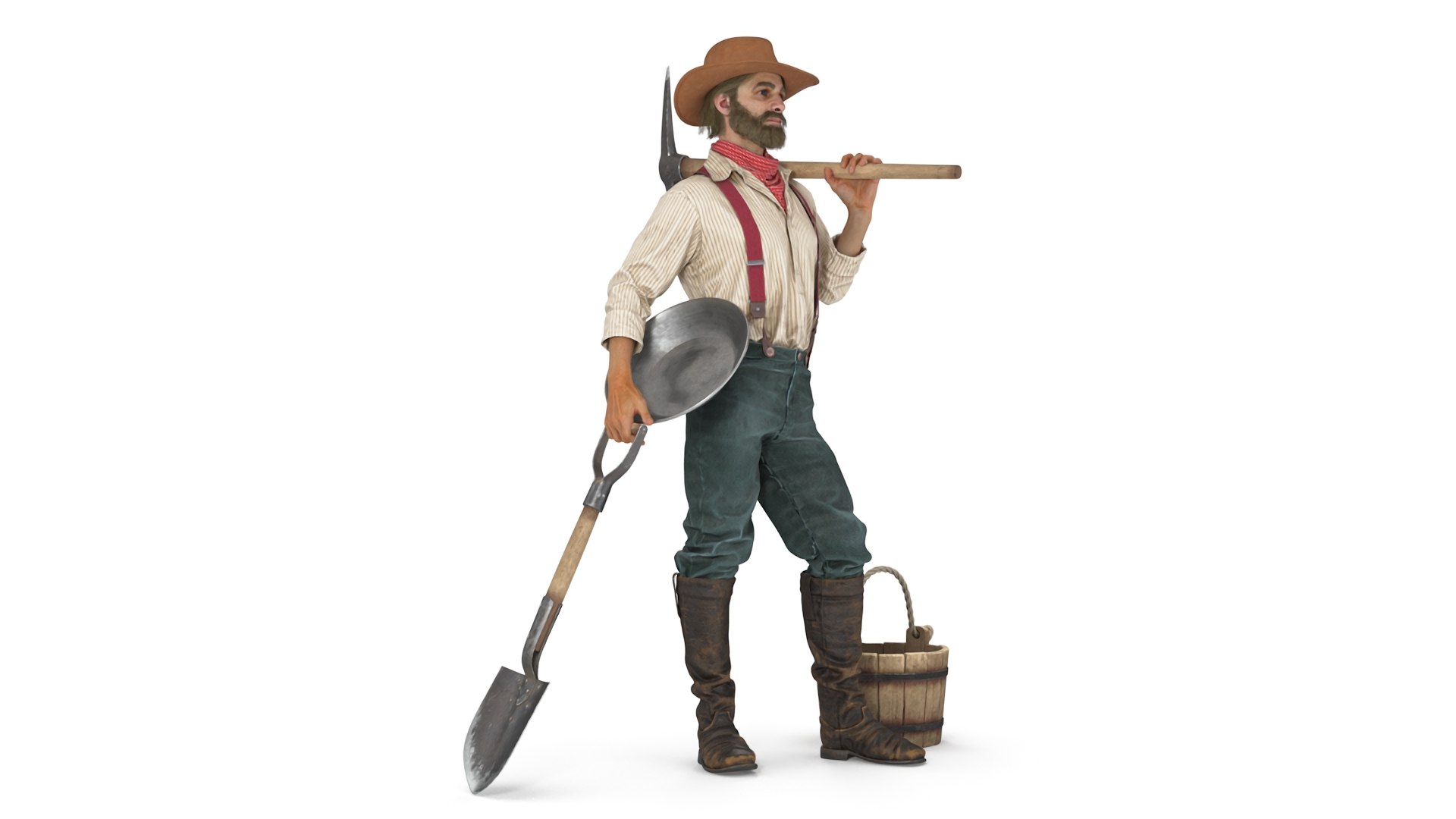 3D Model Gold Rush Prospector Standing - TurboSquid 2307249