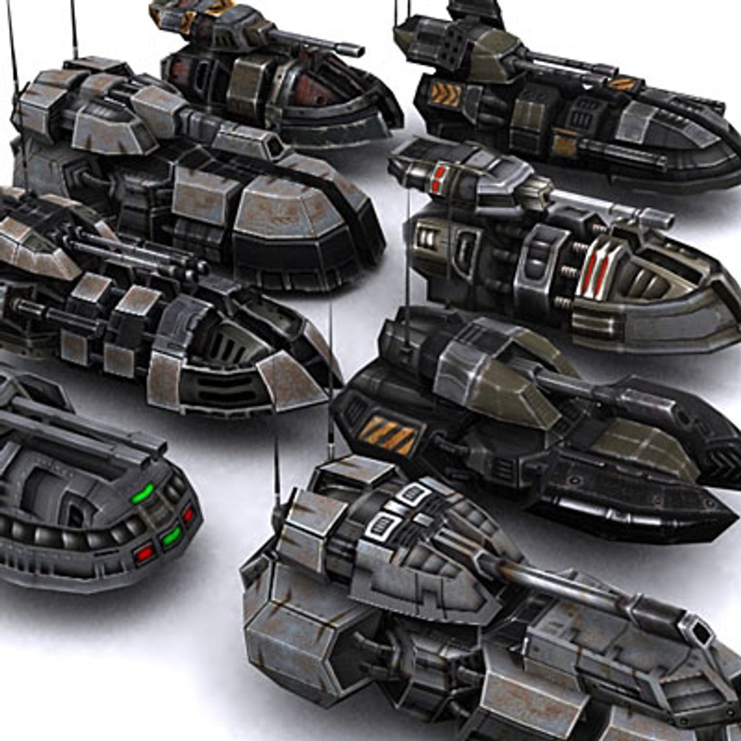 real-time sci-fi hover tanks 3d model