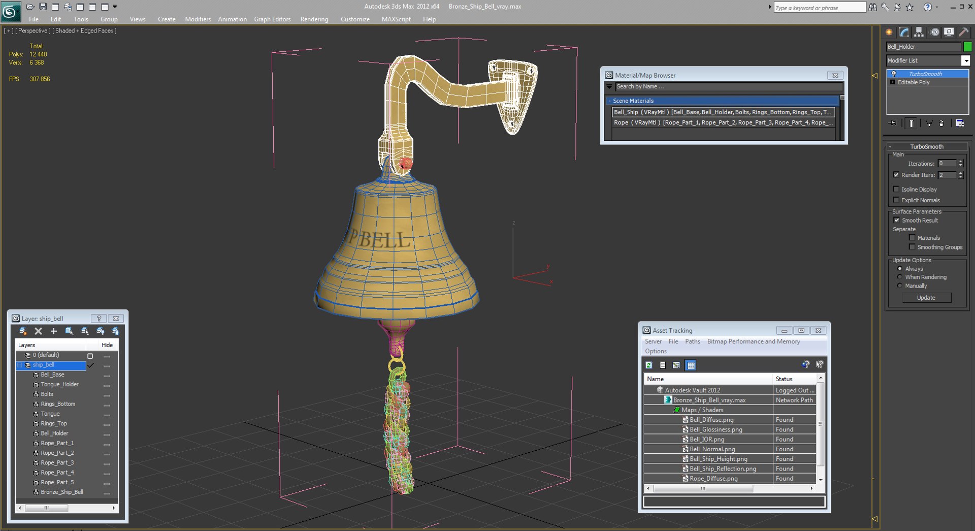 3D Bronze Ship Bell Model - TurboSquid 1275374