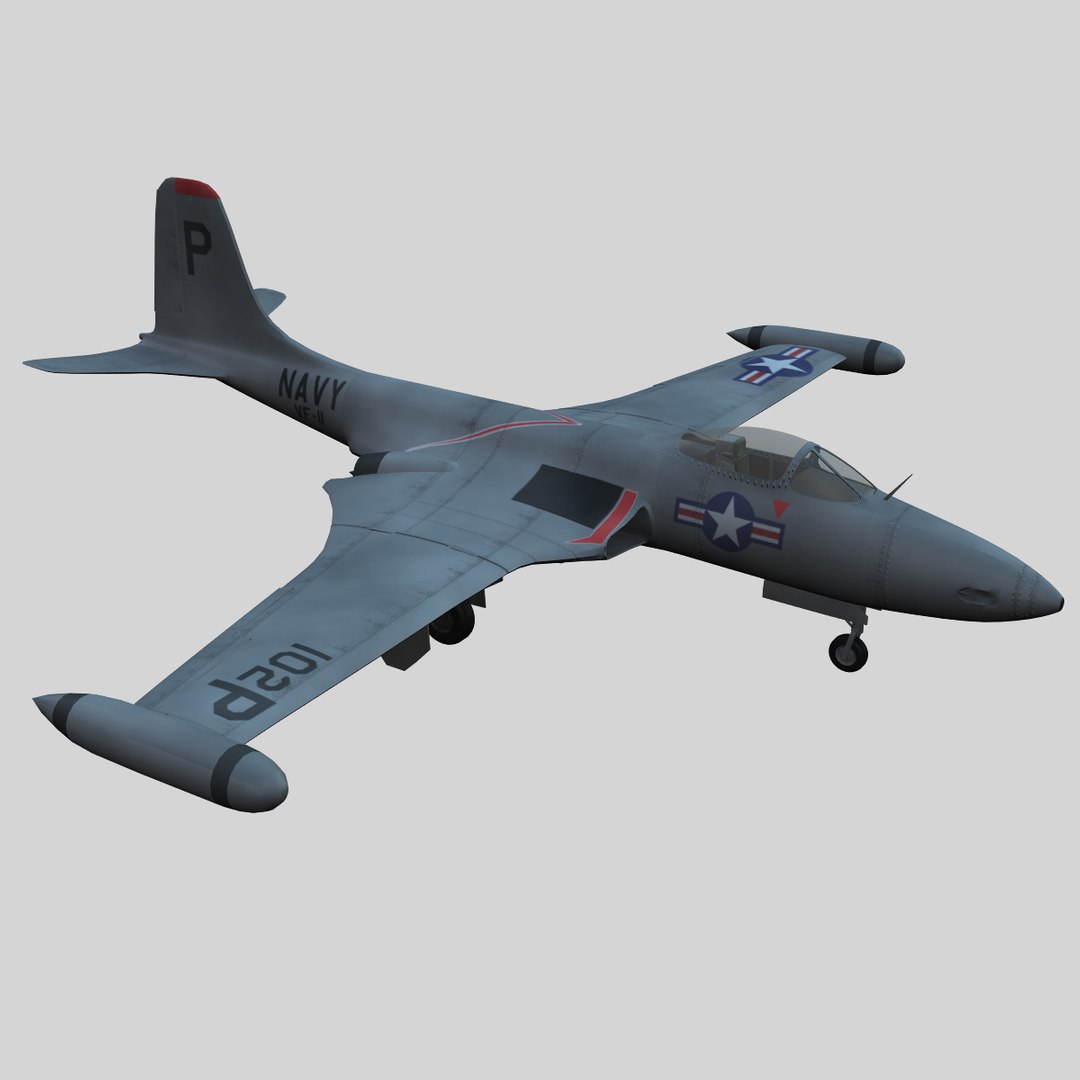 mcdonnell f2h banshee jet fighter 3d model