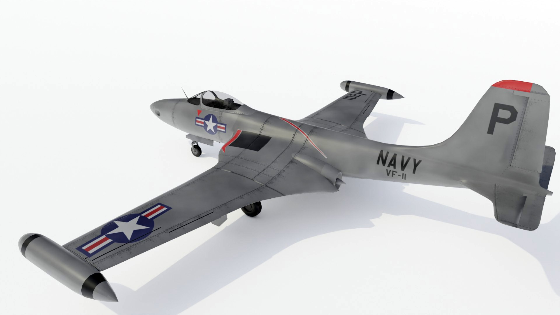 Mcdonnell F2h Banshee Jet Fighter 3d Model