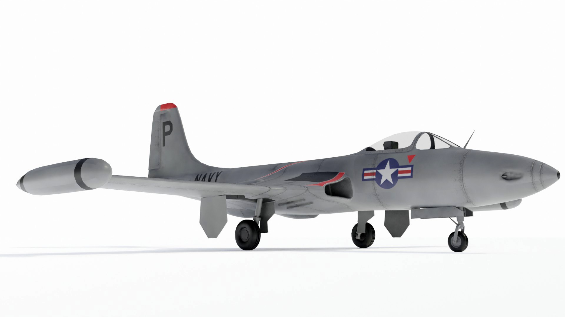 Mcdonnell F2h Banshee Jet Fighter 3d Model
