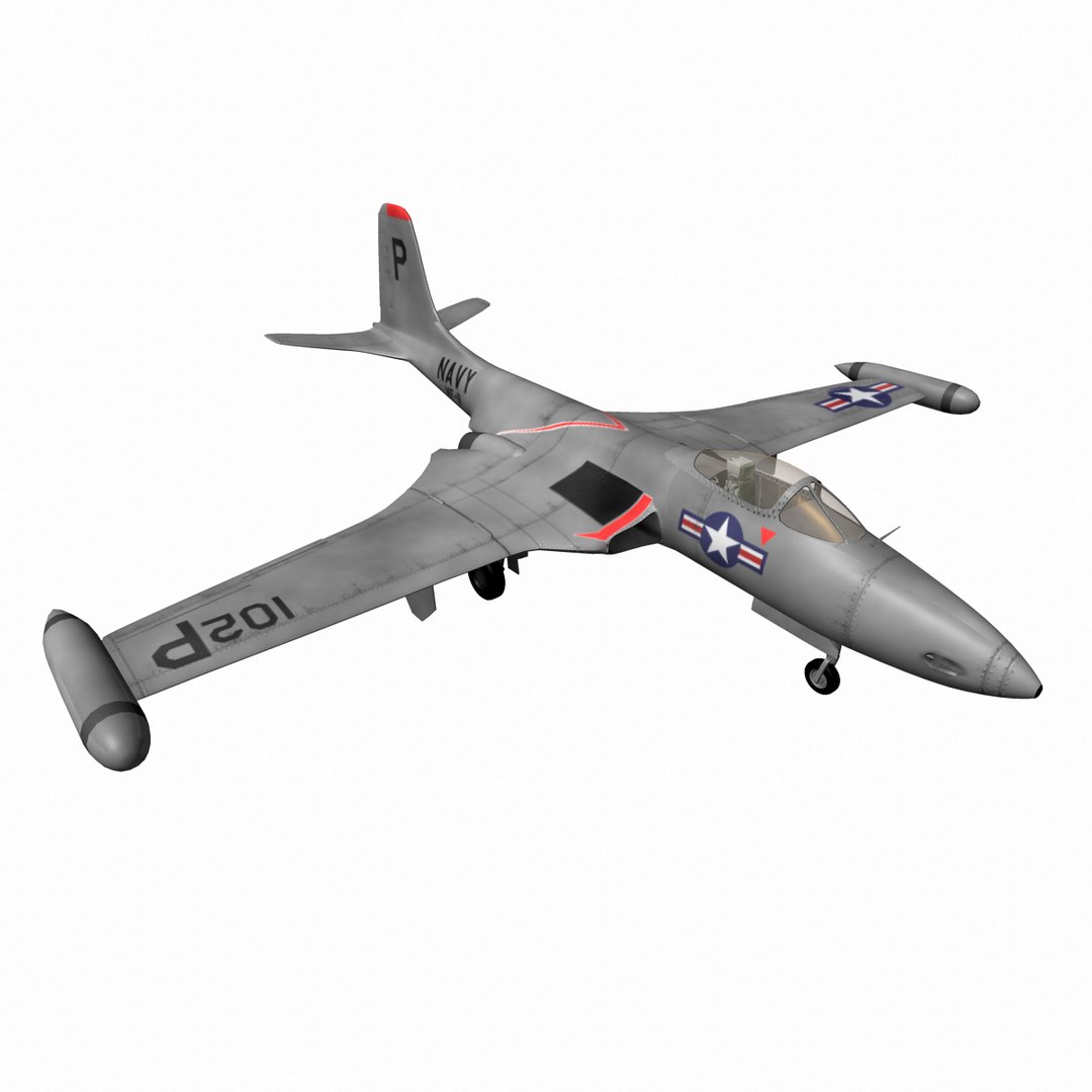 Mcdonnell F2h Banshee Jet Fighter 3d Model