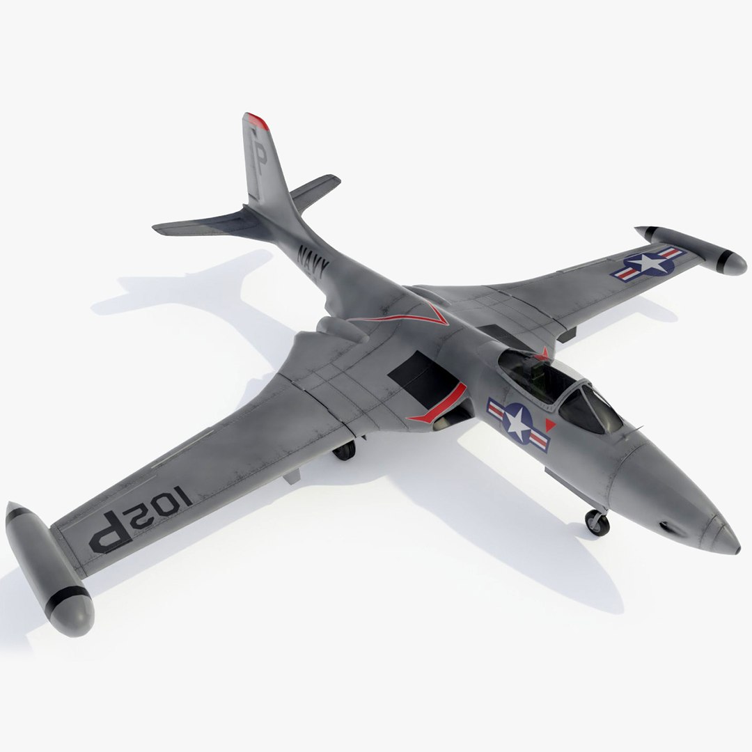 Mcdonnell F2h Banshee Jet Fighter 3d Model