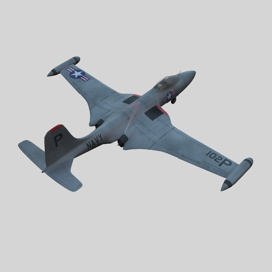mcdonnell f2h banshee jet fighter 3d model