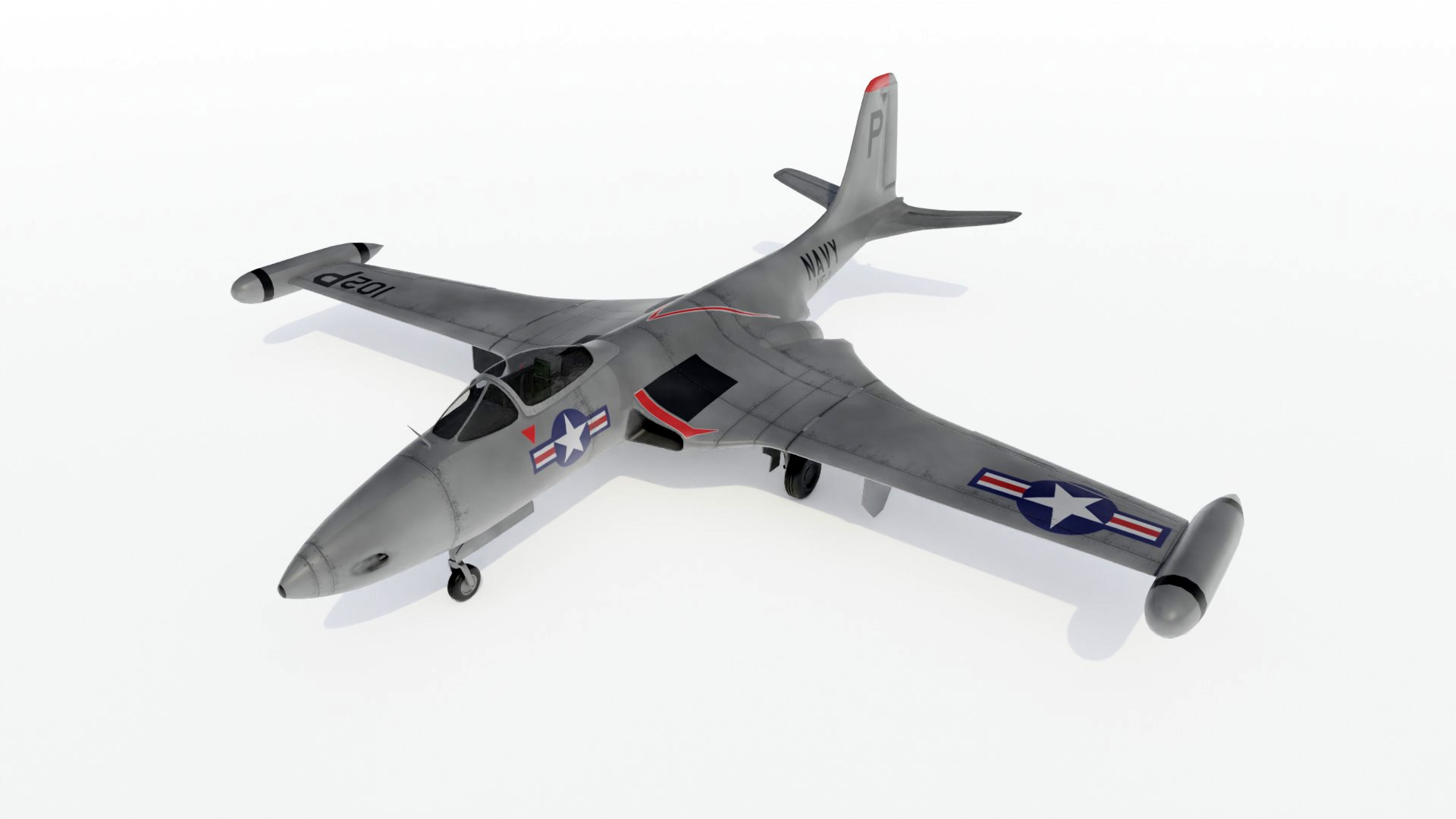 Mcdonnell F2h Banshee Jet Fighter 3d Model