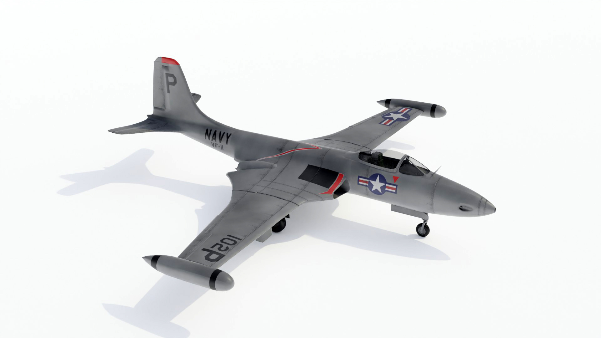 Mcdonnell F2h Banshee Jet Fighter 3d Model