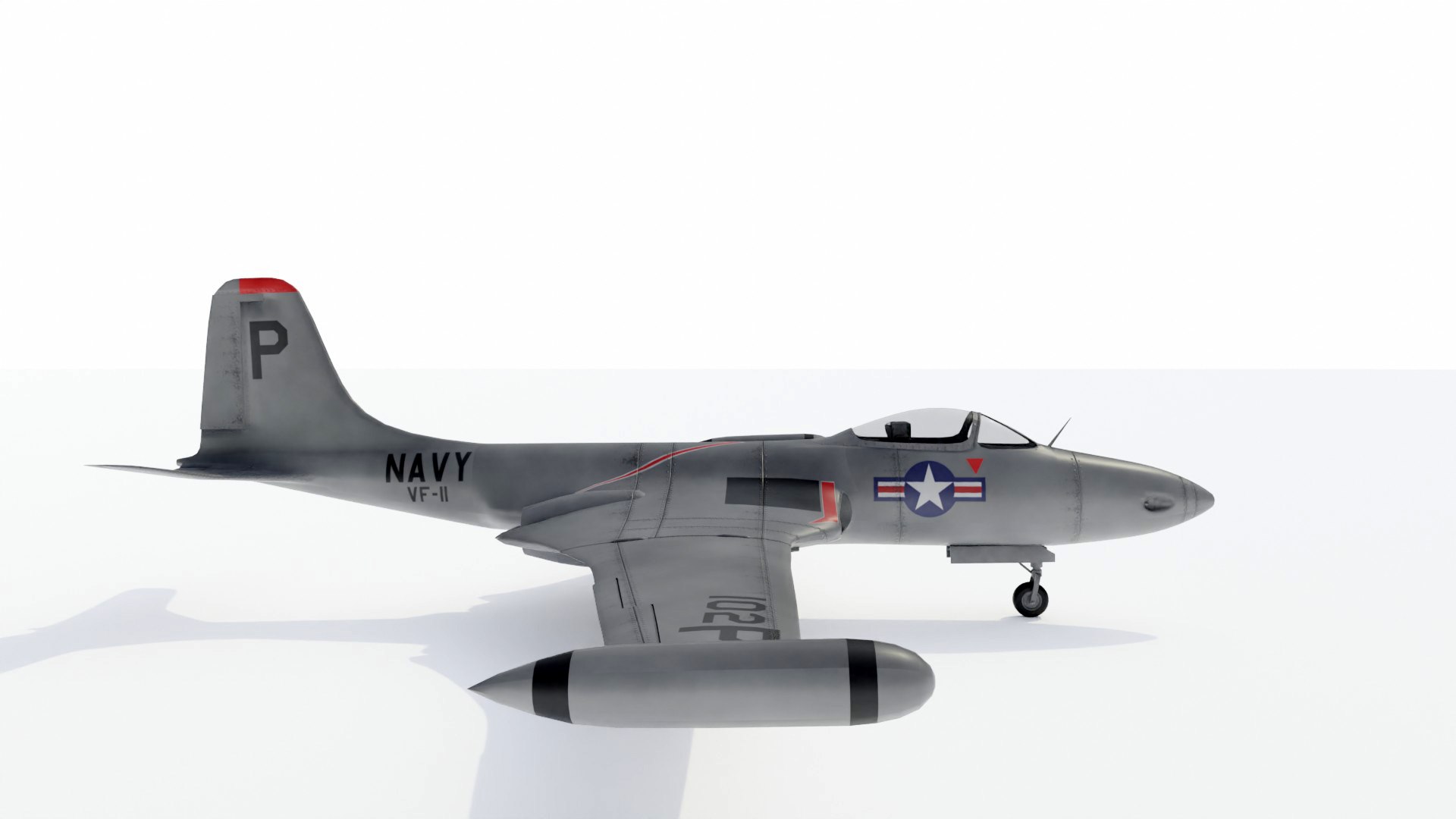 Mcdonnell F2h Banshee Jet Fighter 3d Model