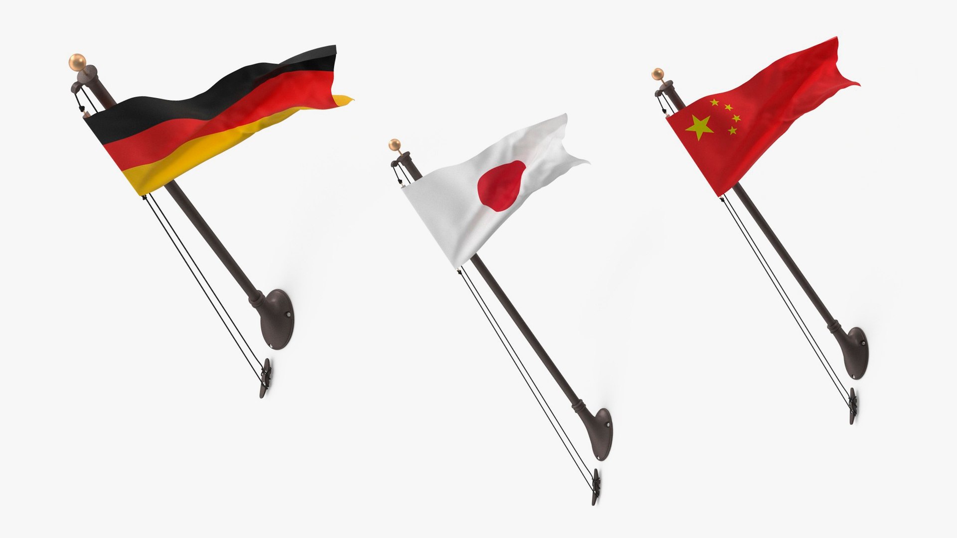 Flags On Wall Pole Collection Model - TurboSquid 2248794