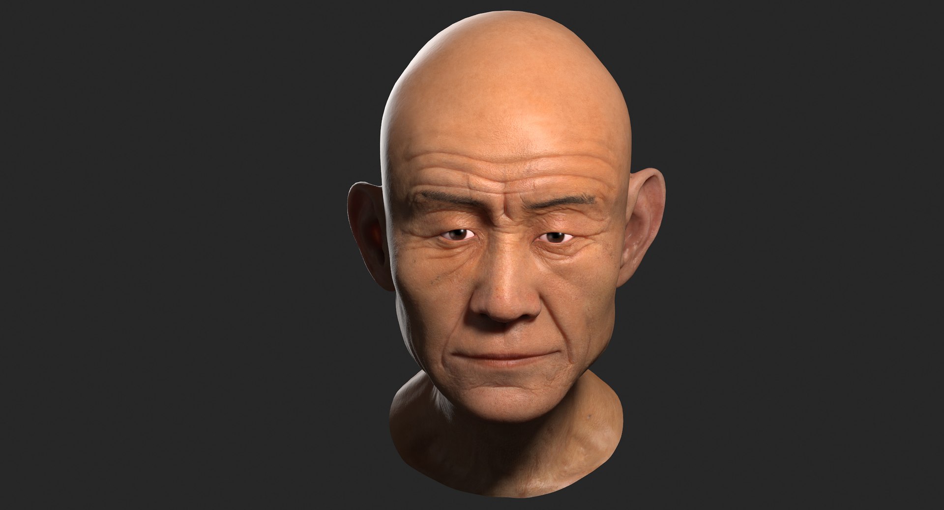 3d old man head asian