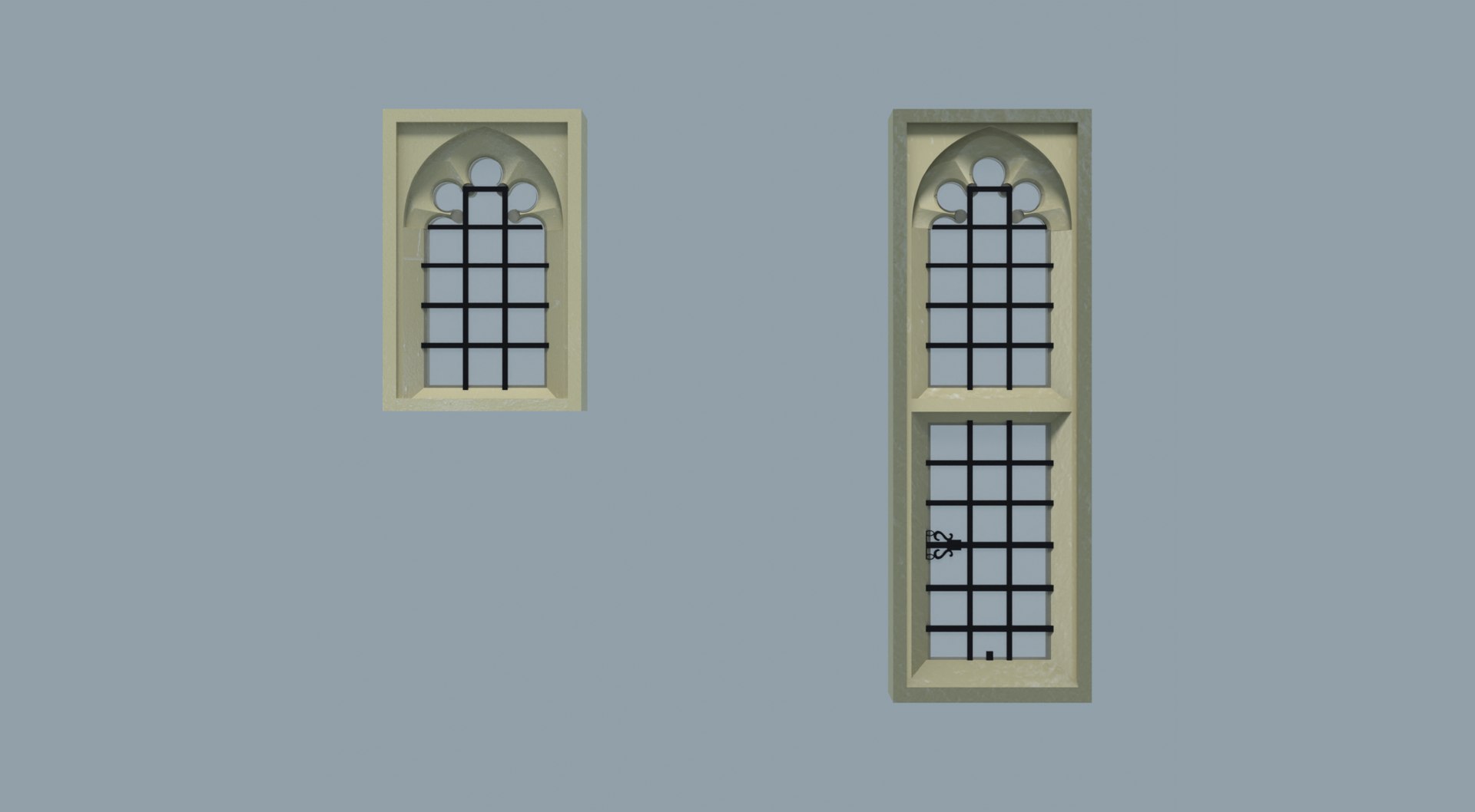 3D модель Gothic style window arch with glass and grille - TurboSquid ...