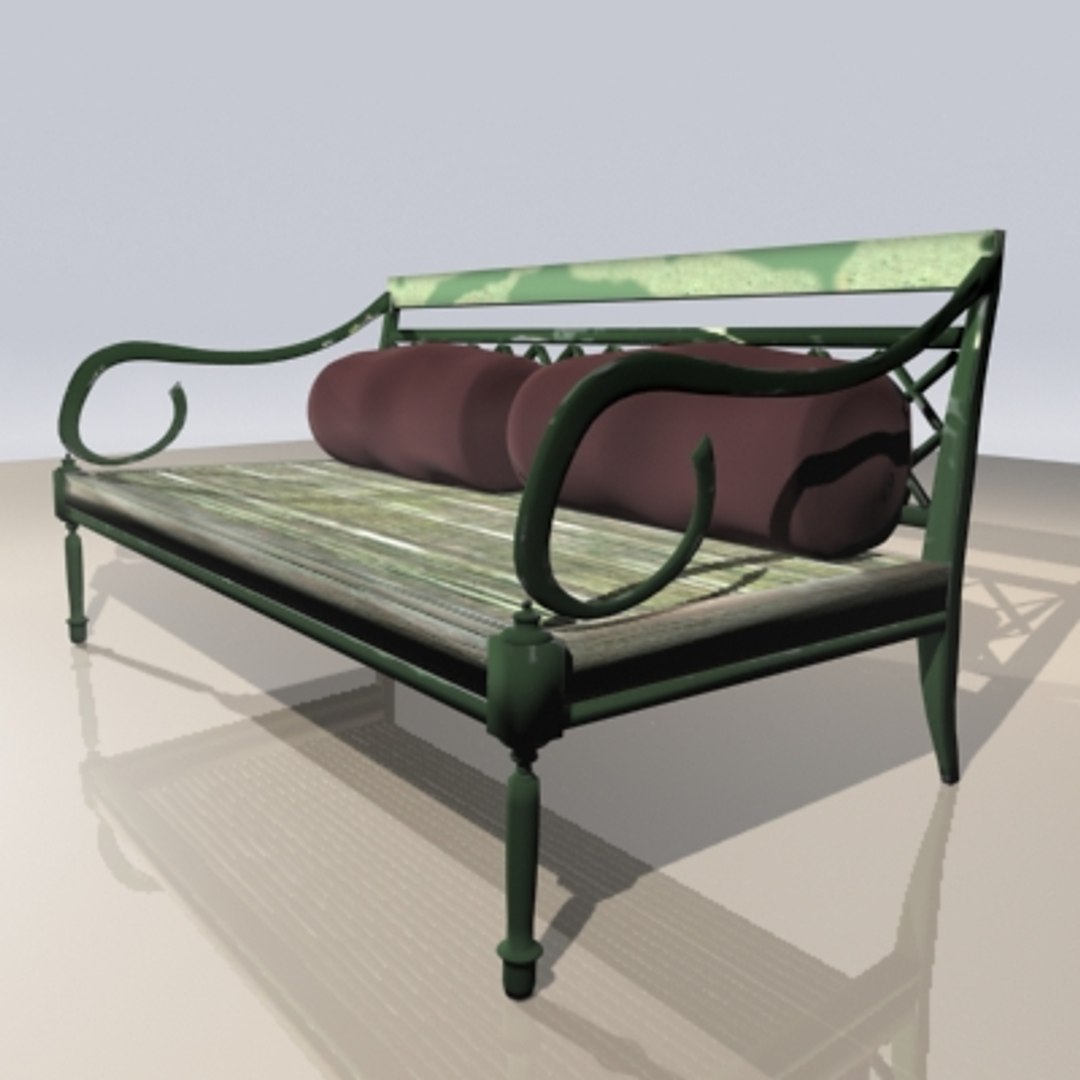 Weathered Park Bench 3d Model