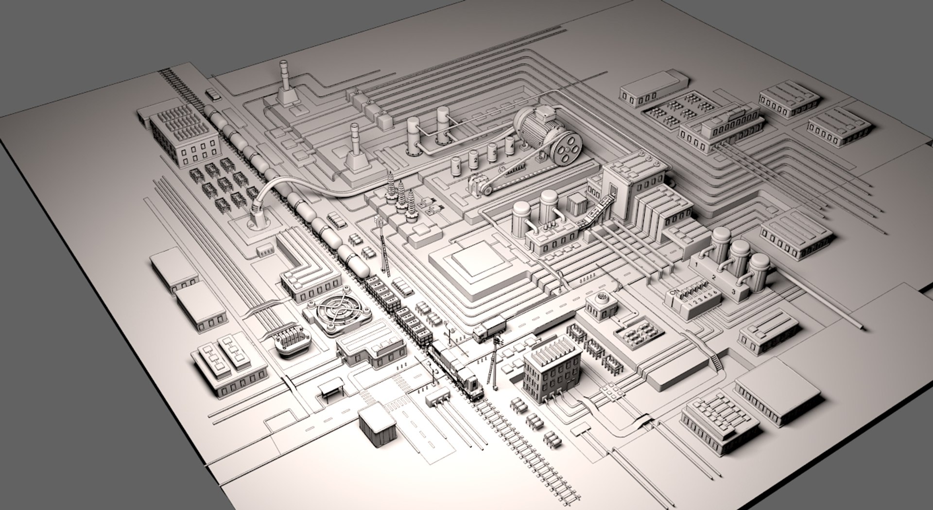 3d Industrial Electronic Model