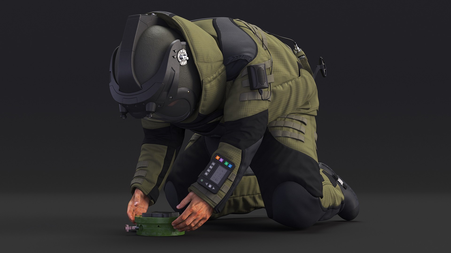 3D Man in Bomb Suit EOD 10 Disarms Mine - TurboSquid 2151708
