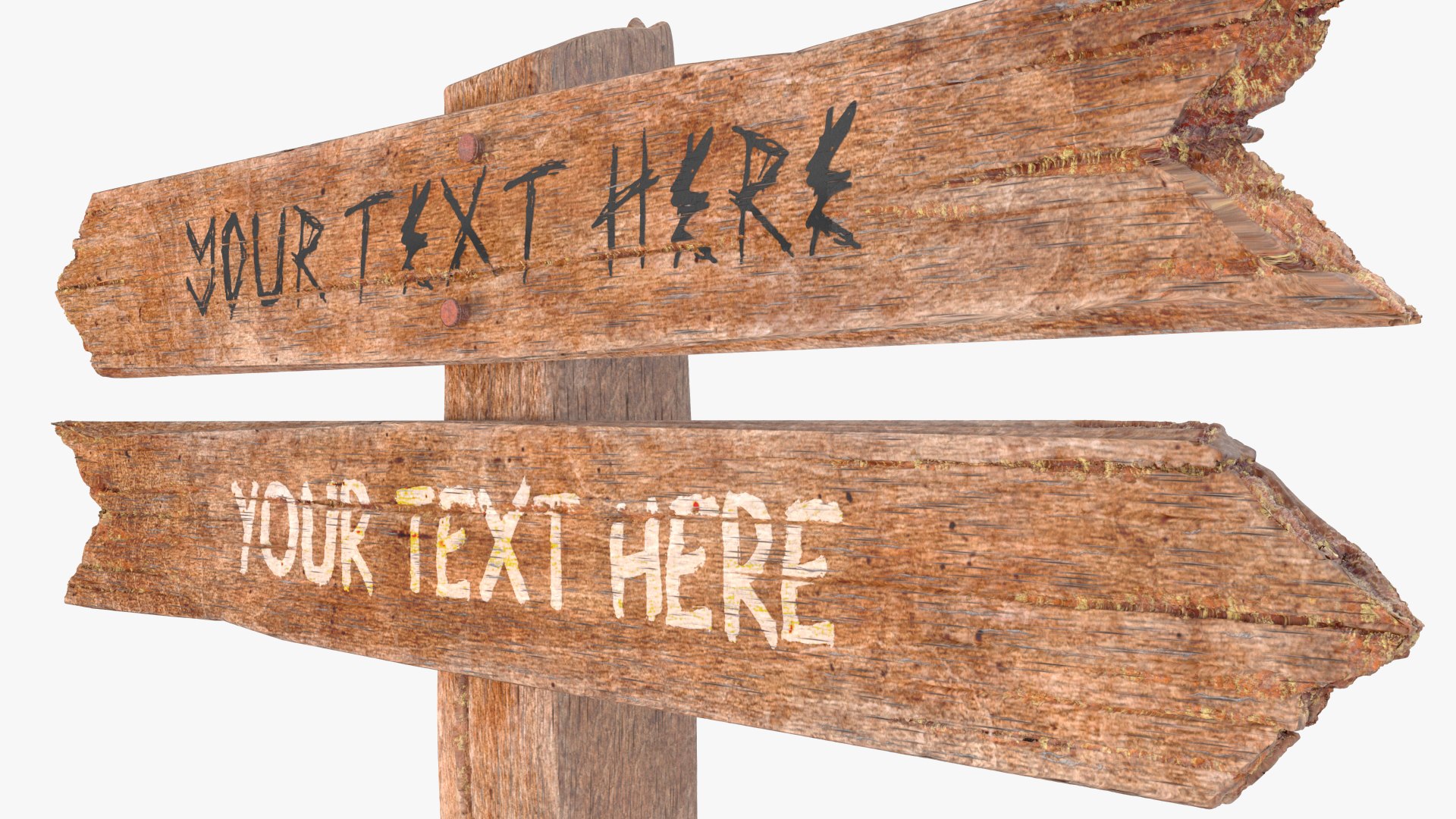3D Aged Wooden Pointer Road Signpost Mockup Model - TurboSquid 2112221