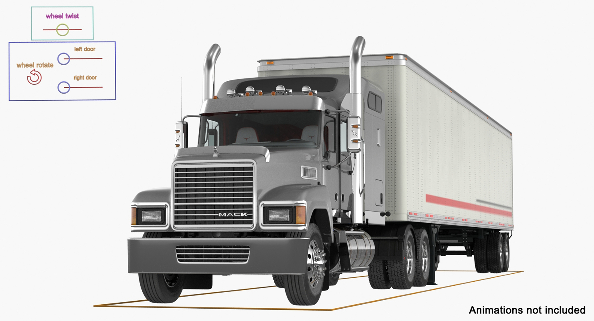 3D trailer truck mack chu613 - TurboSquid 1164257