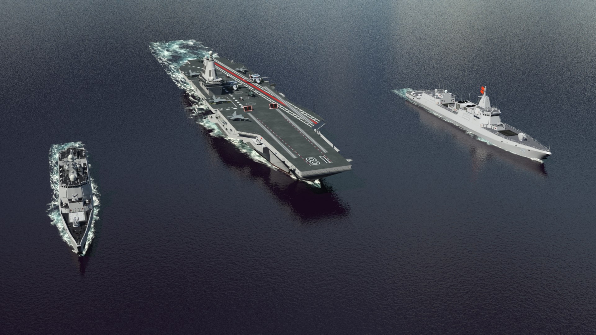 3D 055 Destroyer And 003 Fujian Aircraft Carrier Strike Group - TurboSquid 1967545