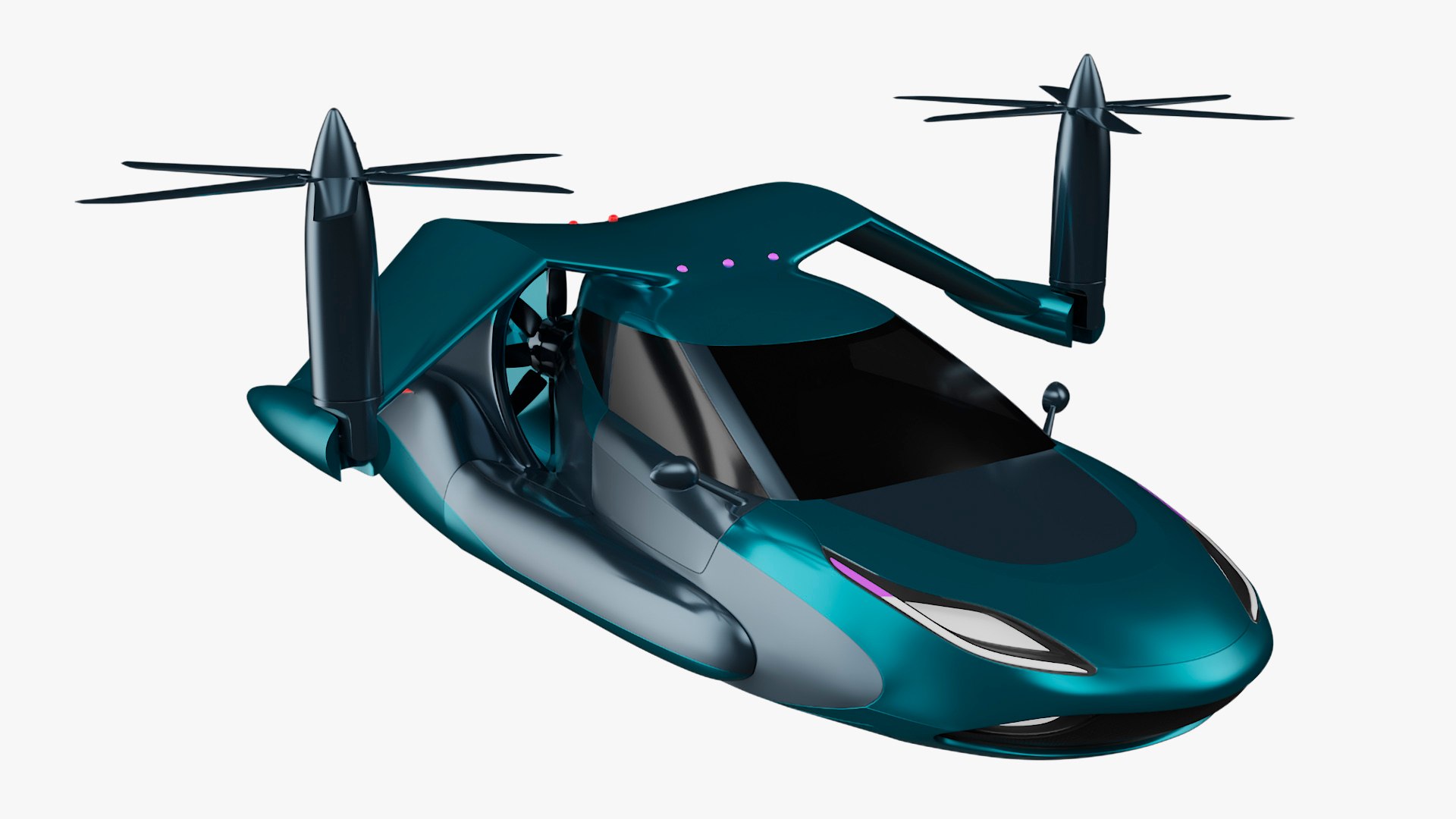 Concept Hover Car In Turquoise Color In Flying 3D Model - TurboSquid ...