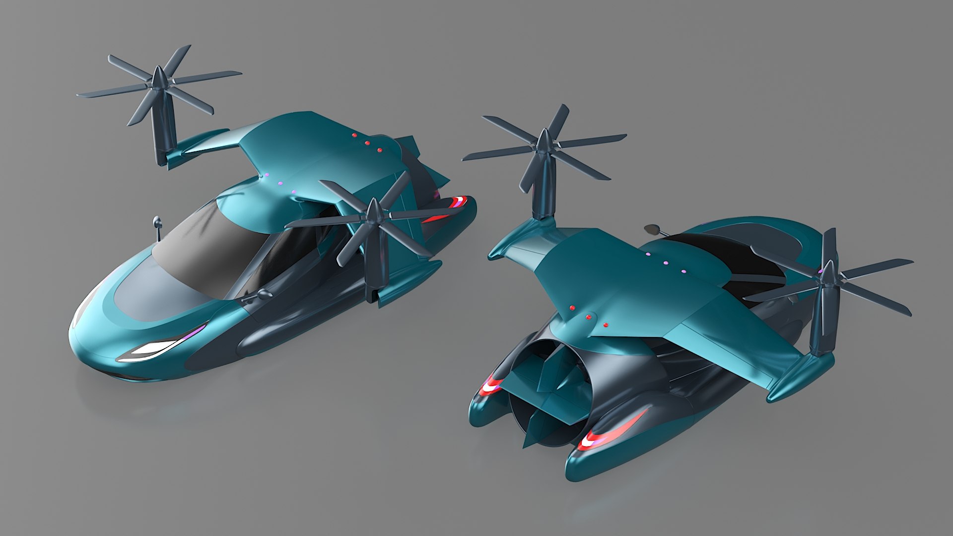 Concept Hover Car In Turquoise Color In Flying 3D Model - TurboSquid ...