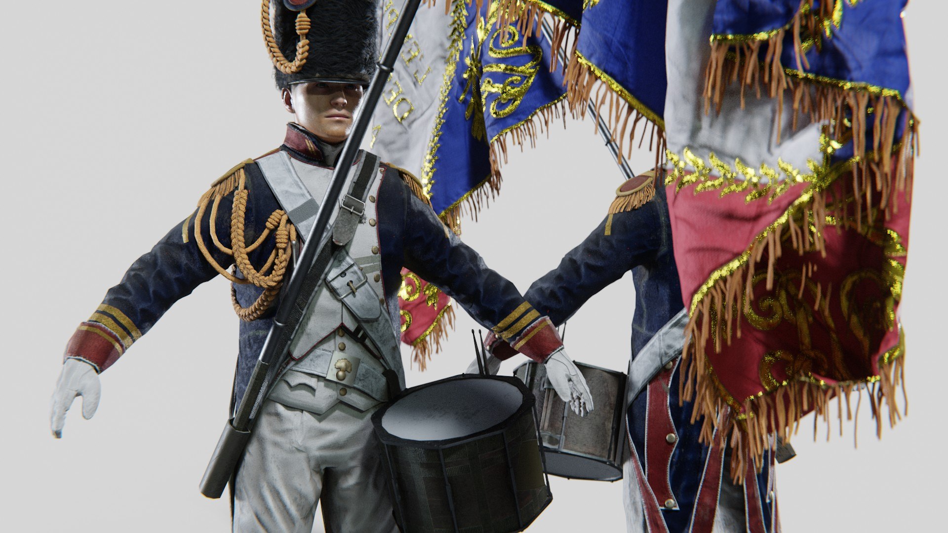 Soldier Napoleon Flag Bearer Rigged 3D Model - TurboSquid 2020063