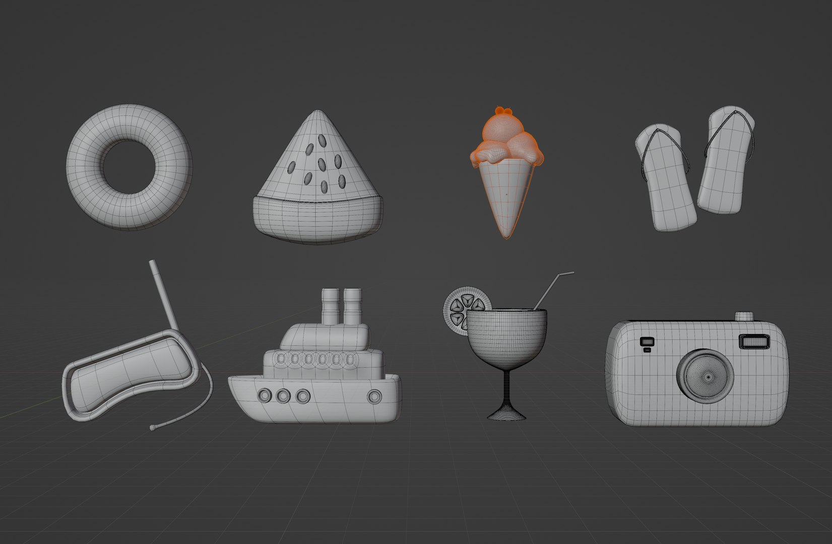 This Set Of Summer Essentials Features 8 Items 3D Model - TurboSquid ...