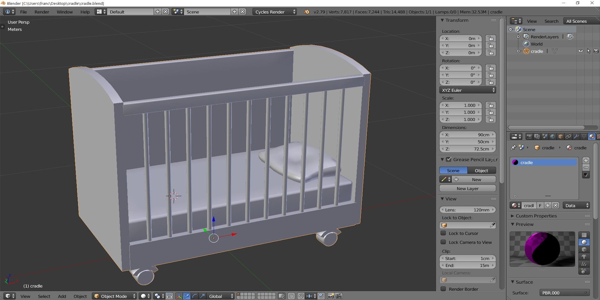 cradle 3d model