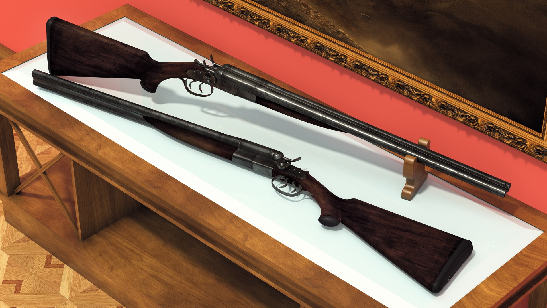 Antique Double Barrel Shotgun 3D Model - TurboSquid 2195947