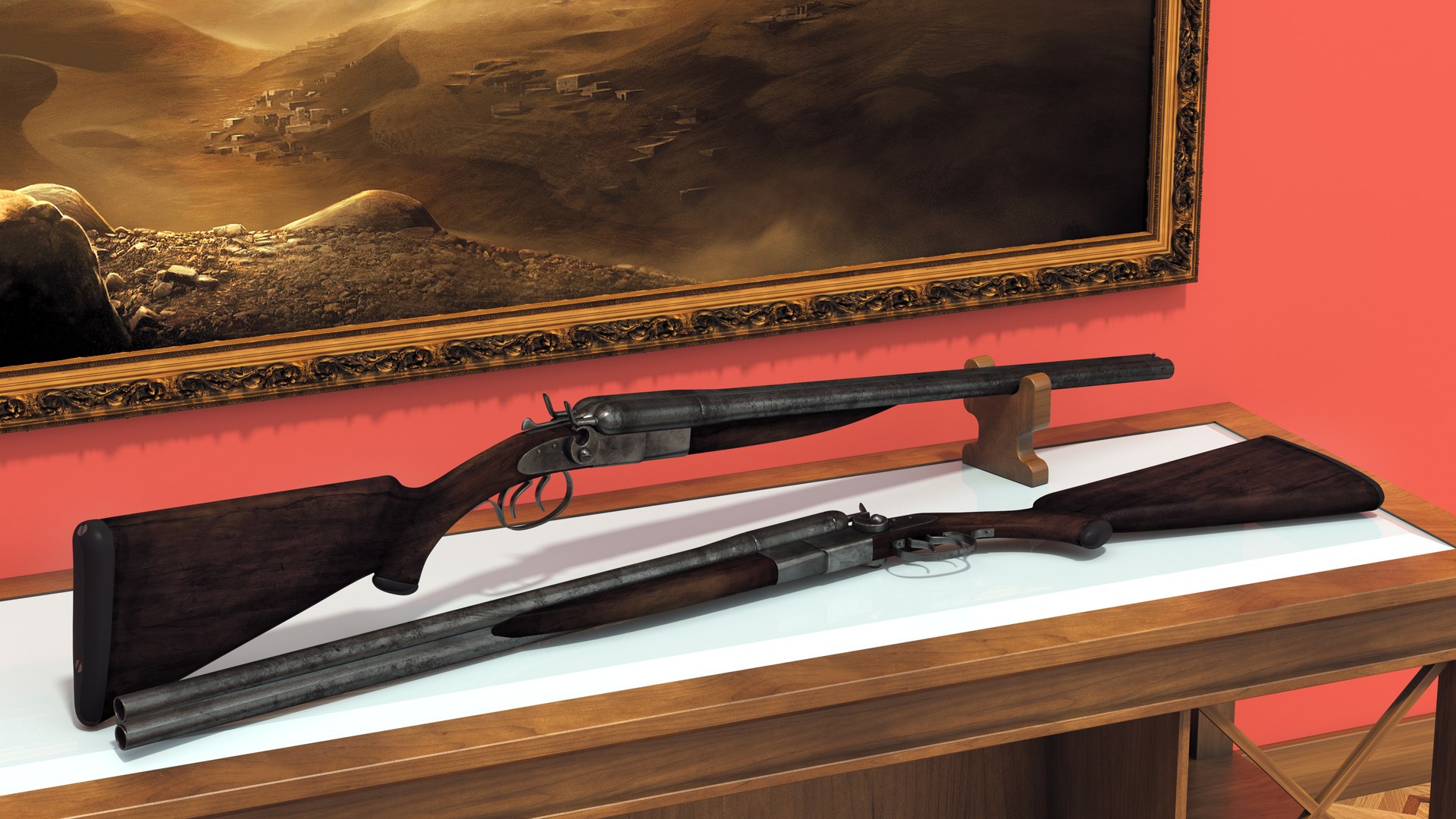 Antique Double Barrel Shotgun 3D Model - TurboSquid 2195947