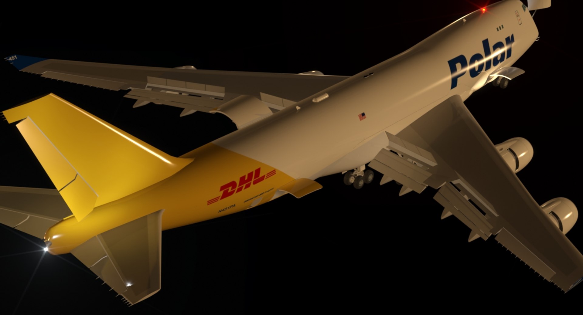 3d model of scene loading operation boeing 747-400