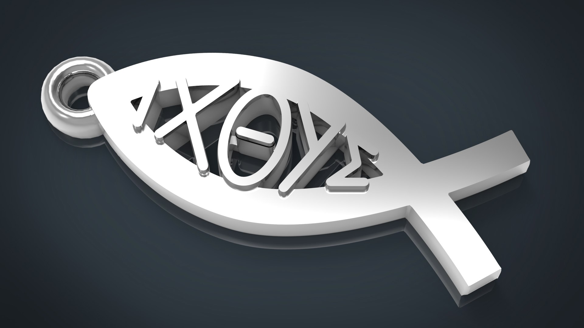 Ichthus fish greek necklace 3D model - TurboSquid 1408675