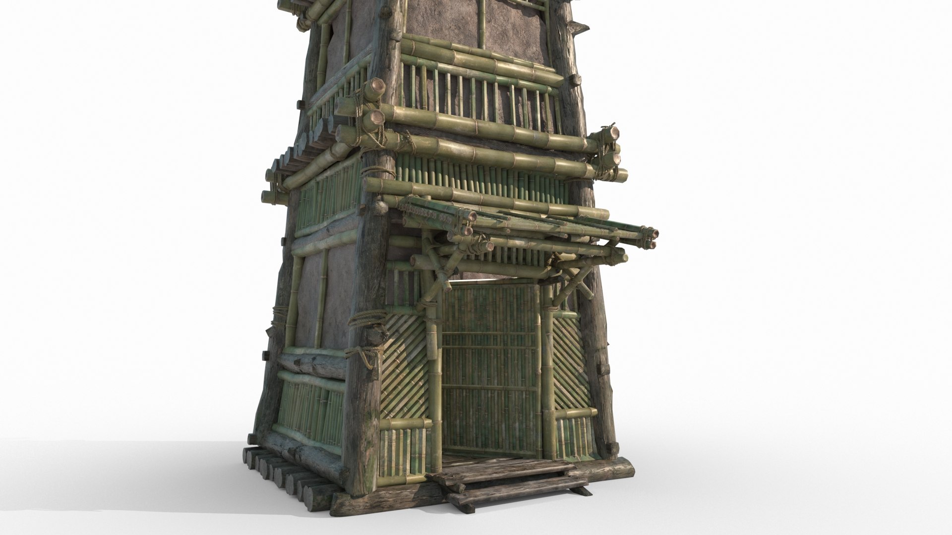 3D Model Asian Ancient Architecture Bamboo Watchtower - TurboSquid 2297475