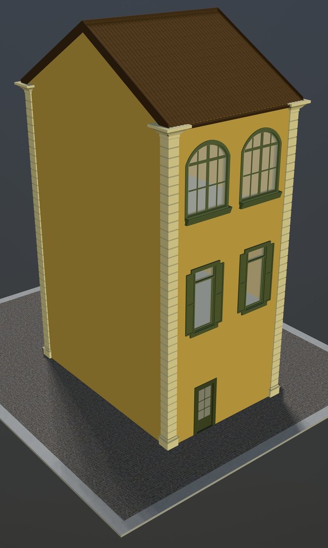 3D Model Simple Row House - TurboSquid 2076246