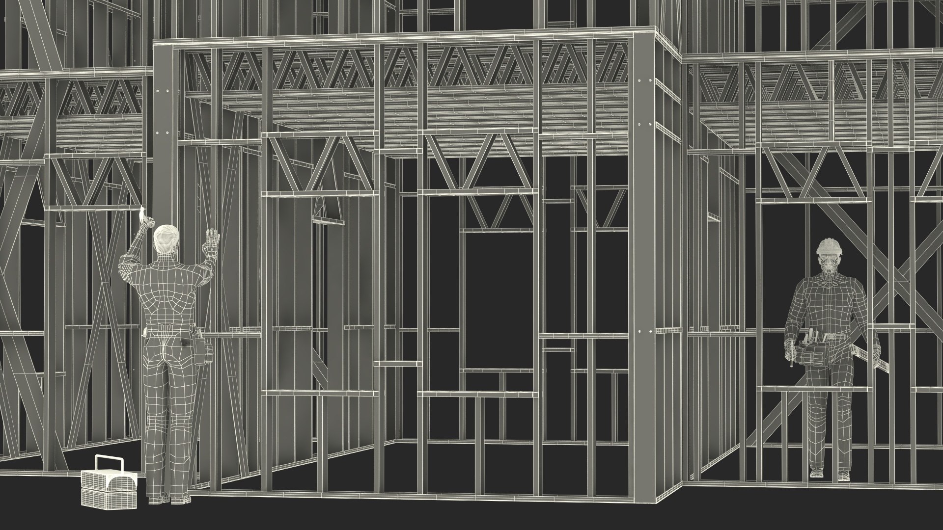 Construction Site With Workers 3D Model - TurboSquid 2296409