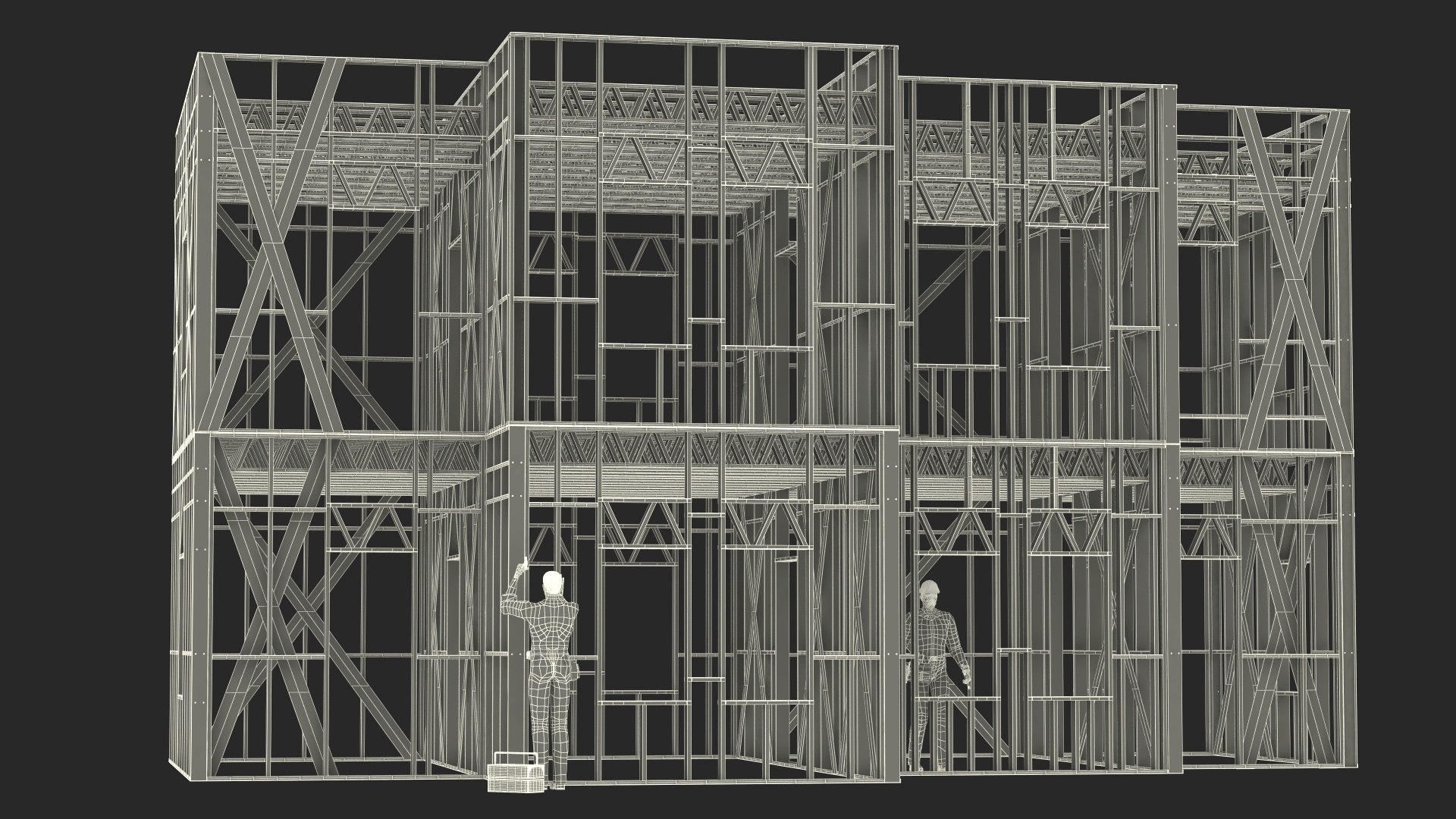 Construction Site With Workers 3D Model - TurboSquid 2296409