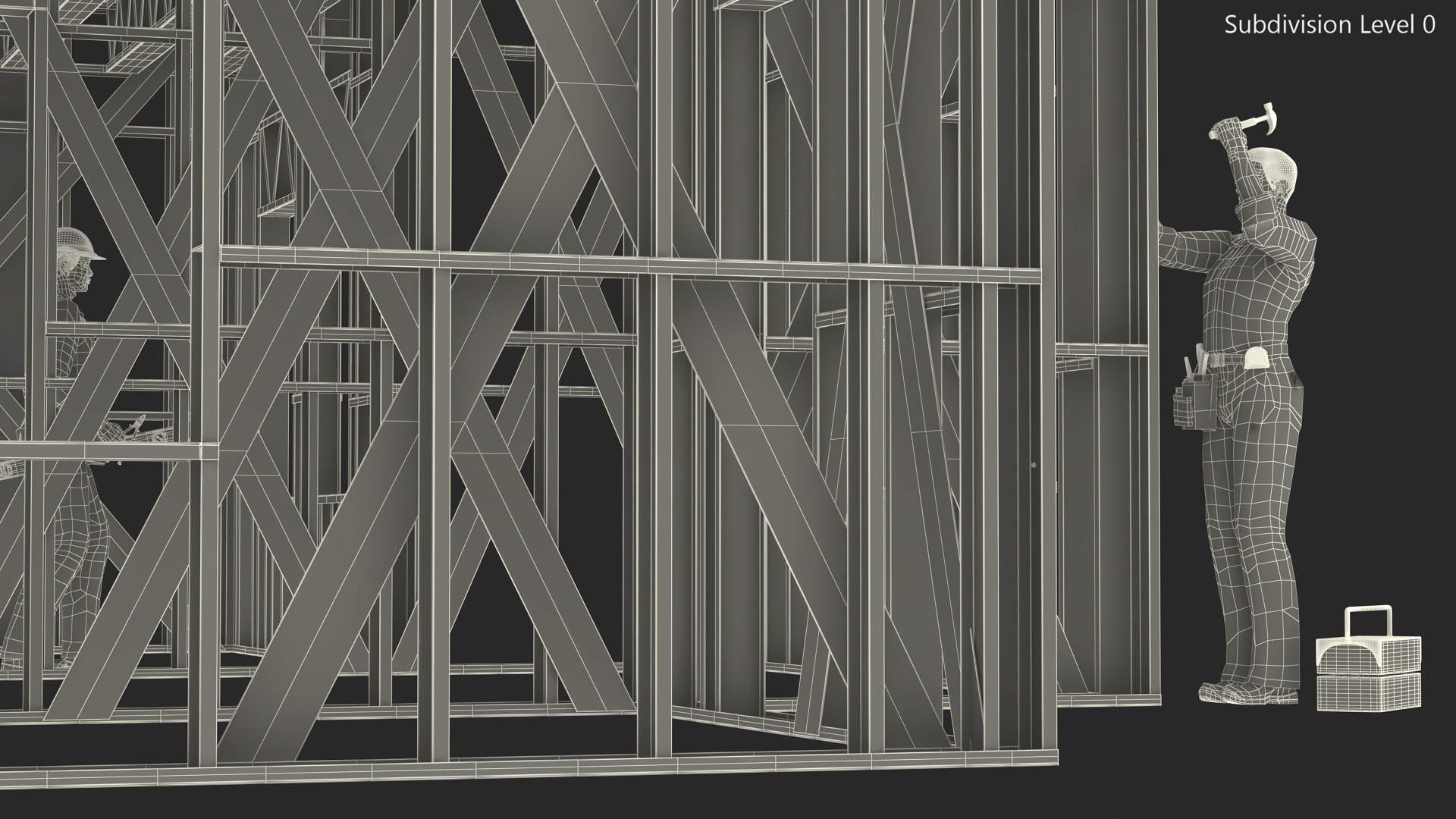 Construction Site With Workers 3D Model - TurboSquid 2296409