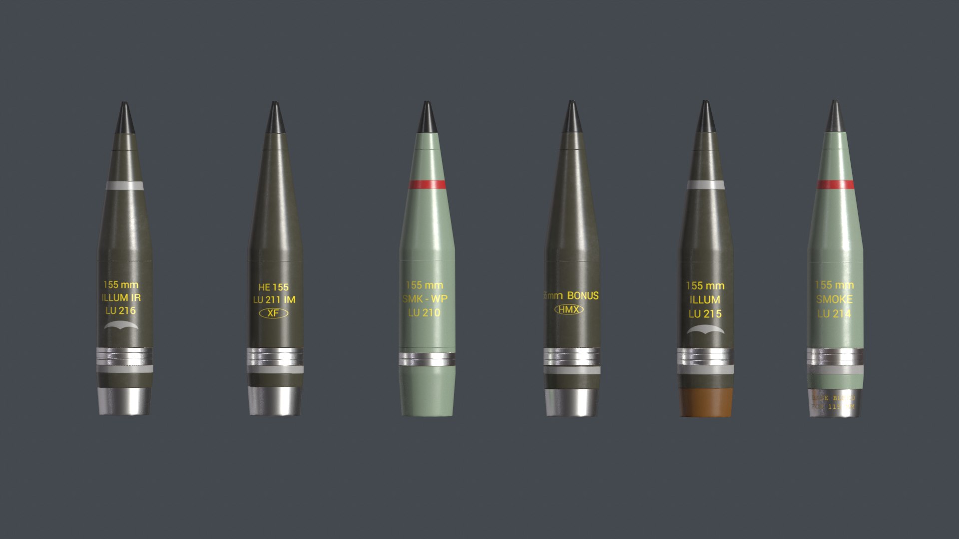 3D Artillery Caesar France Projectile 155mm - TurboSquid 2213624