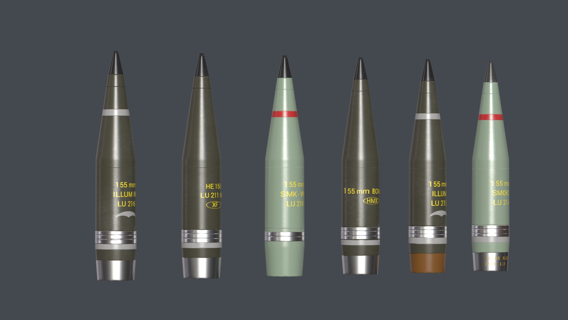 3D Artillery Caesar France Projectile 155mm - TurboSquid 2213624