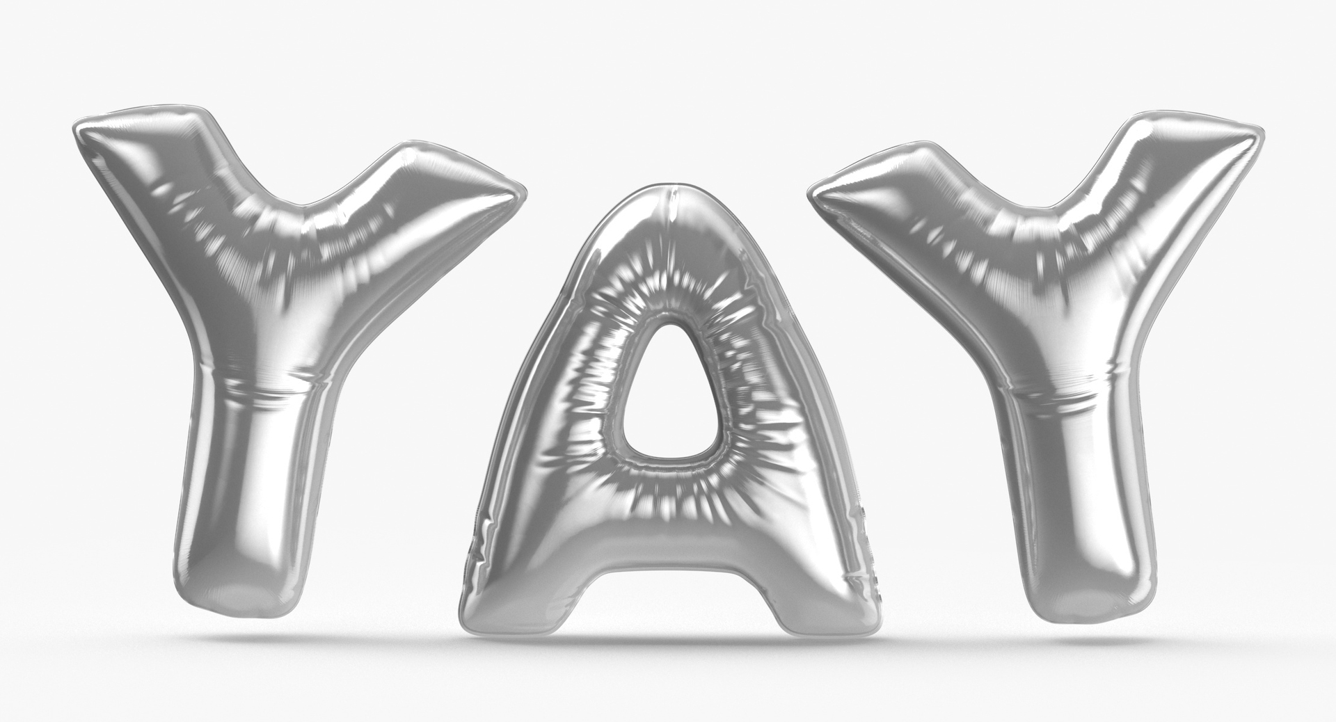 3D Foil Baloon Words Yay Silver Model - TurboSquid 1747711