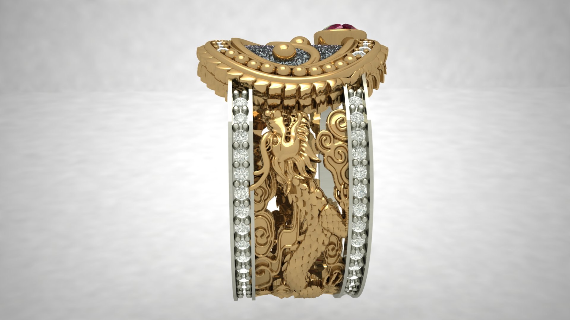 Dragon Band Diamond Ring 3D - TurboSquid 2263809