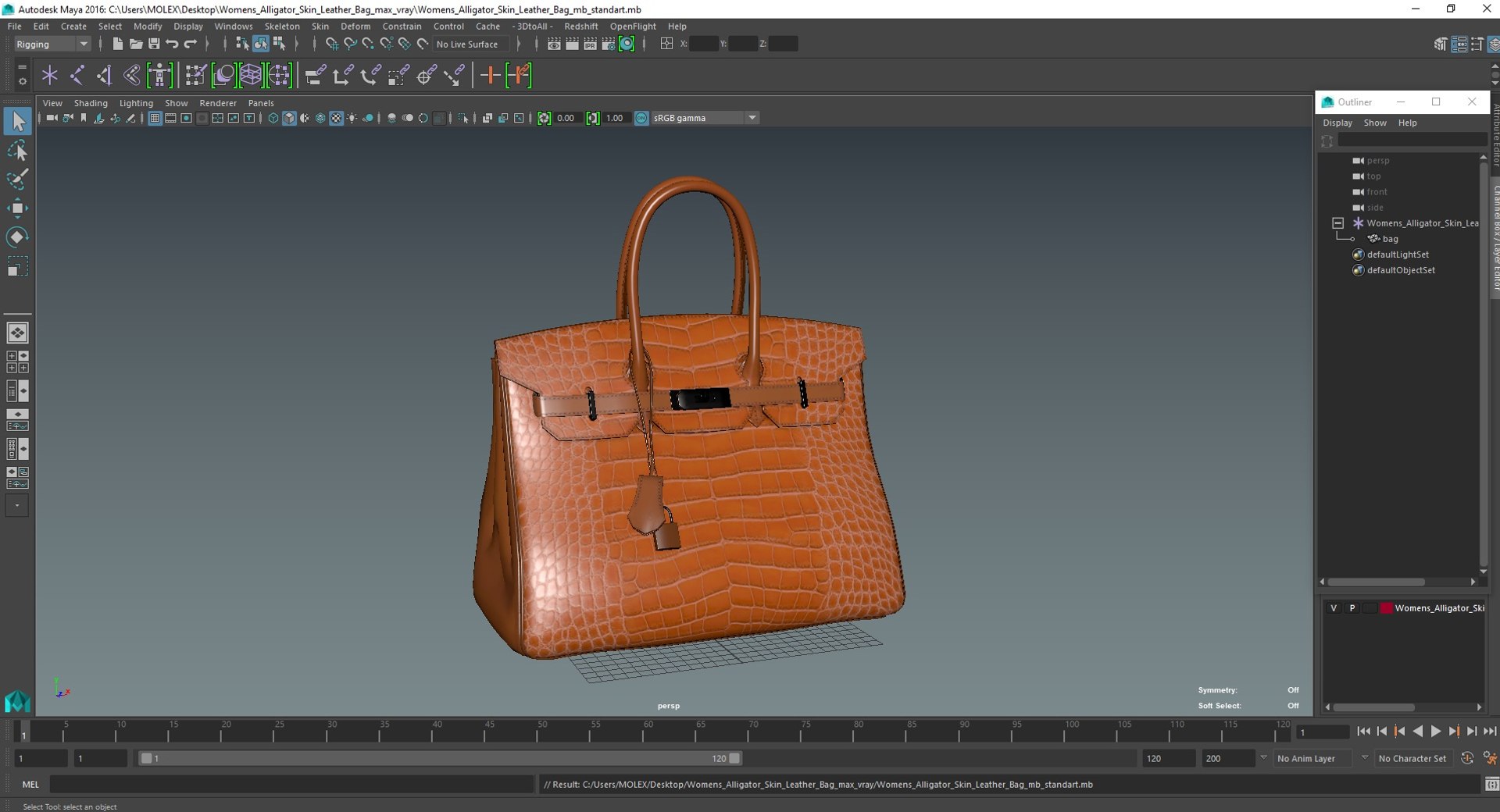 Womens Alligator Skin Leather Bag 3D model - TurboSquid 2099506