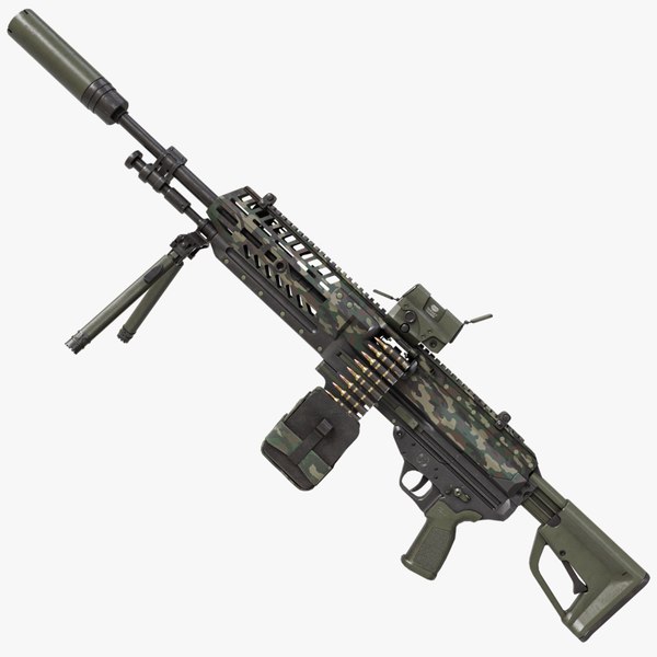 modelo 3d Ametralladora 14 Verde Militar Todas PBR Unity UE ...