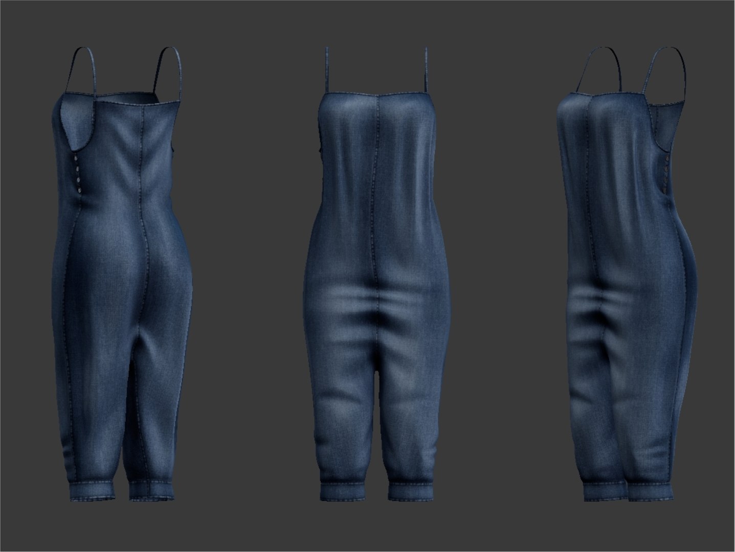 3D Denim Overall model - TurboSquid 1881131