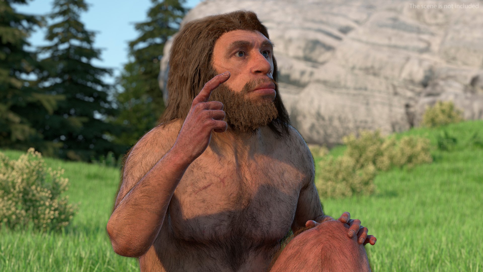 Sitting Neanderthal Fur 3D - TurboSquid 2092160