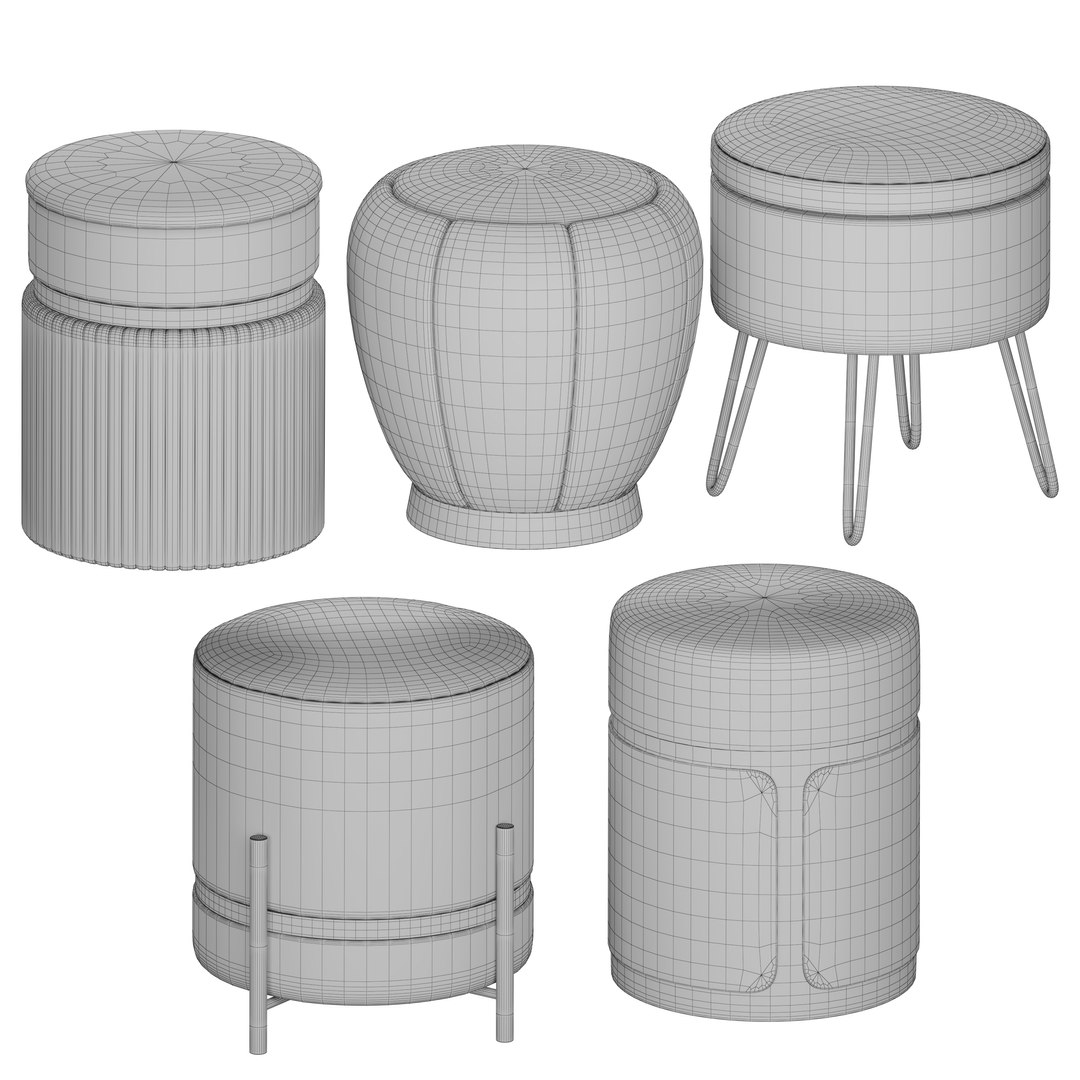 Pouf Set 01 3D Model - TurboSquid 1868515