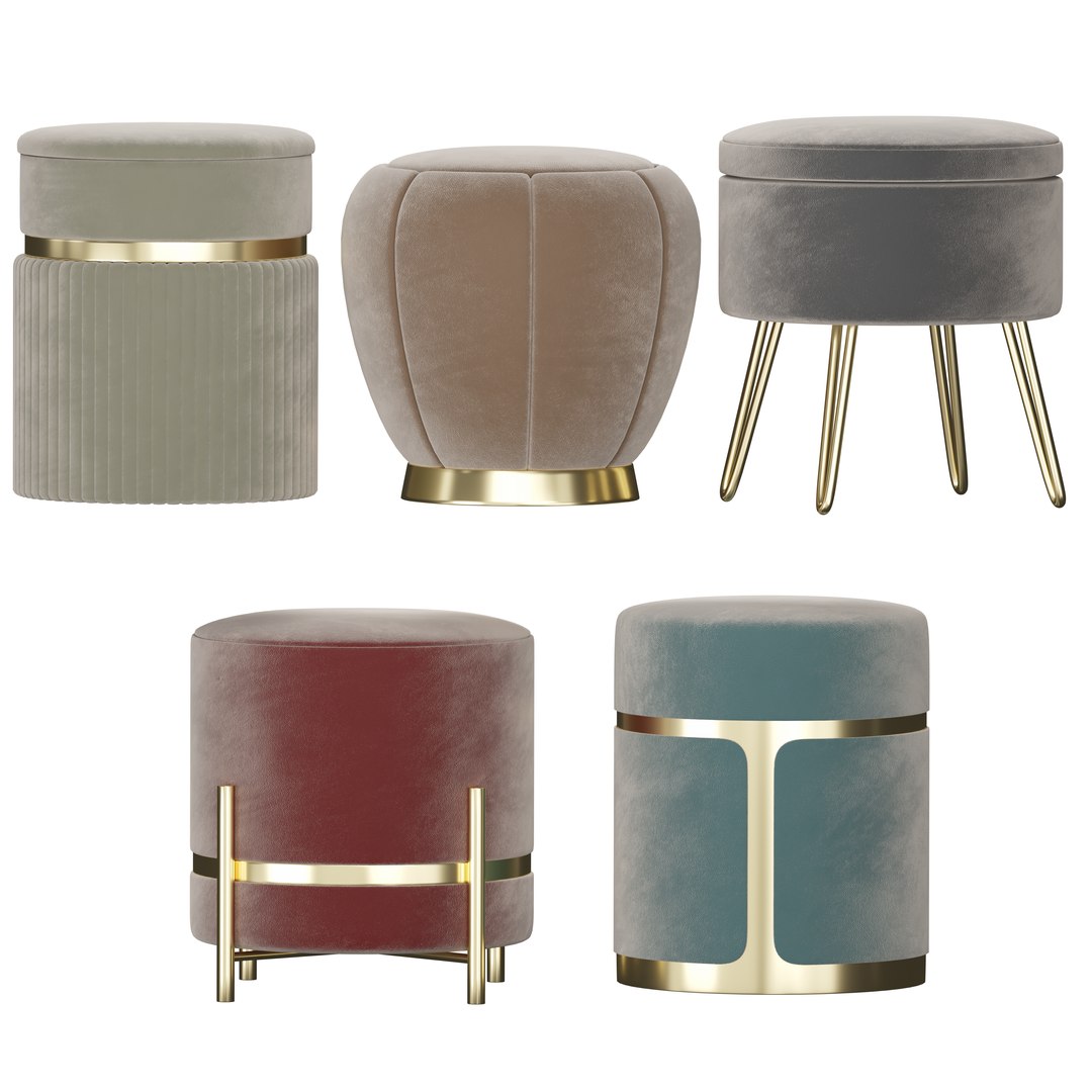 Pouf Set 01 3D Model - TurboSquid 1868515