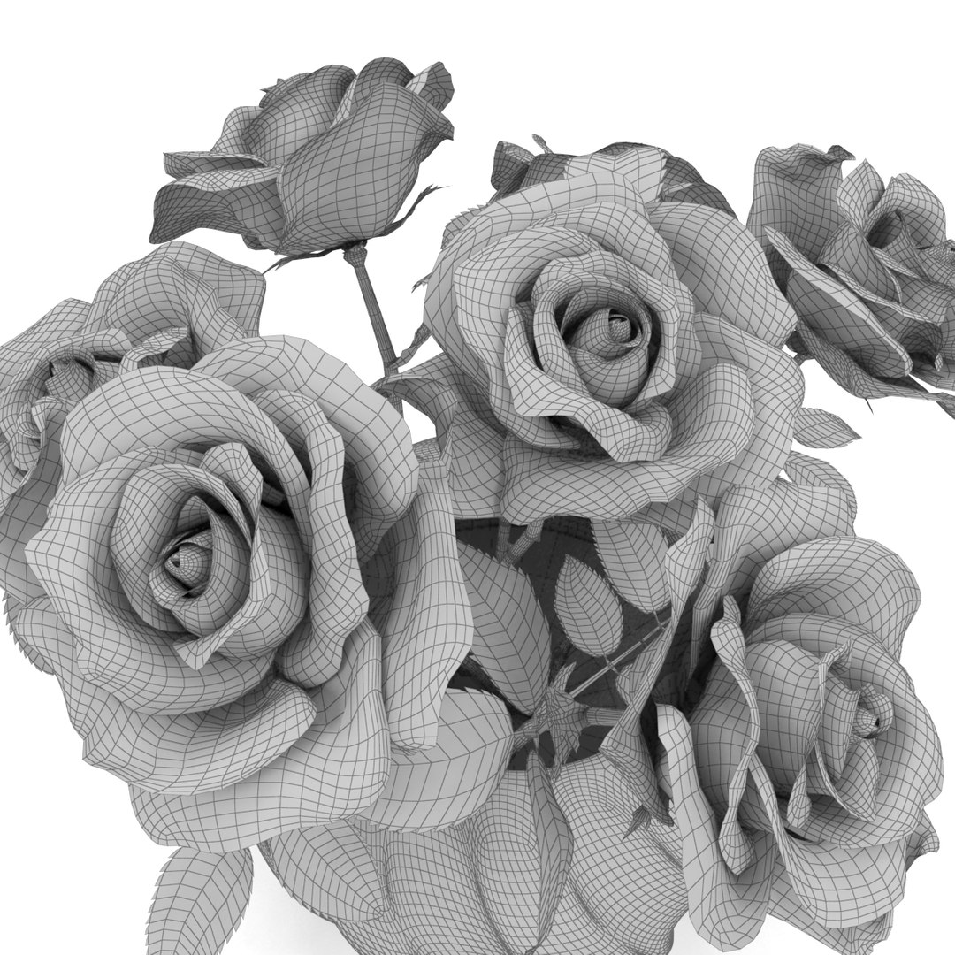 3D model rose bouquet vase - TurboSquid 1293177