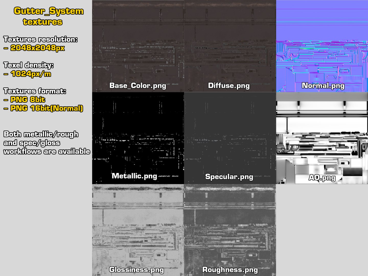 Gutter System GameReady 3D - TurboSquid 2005787