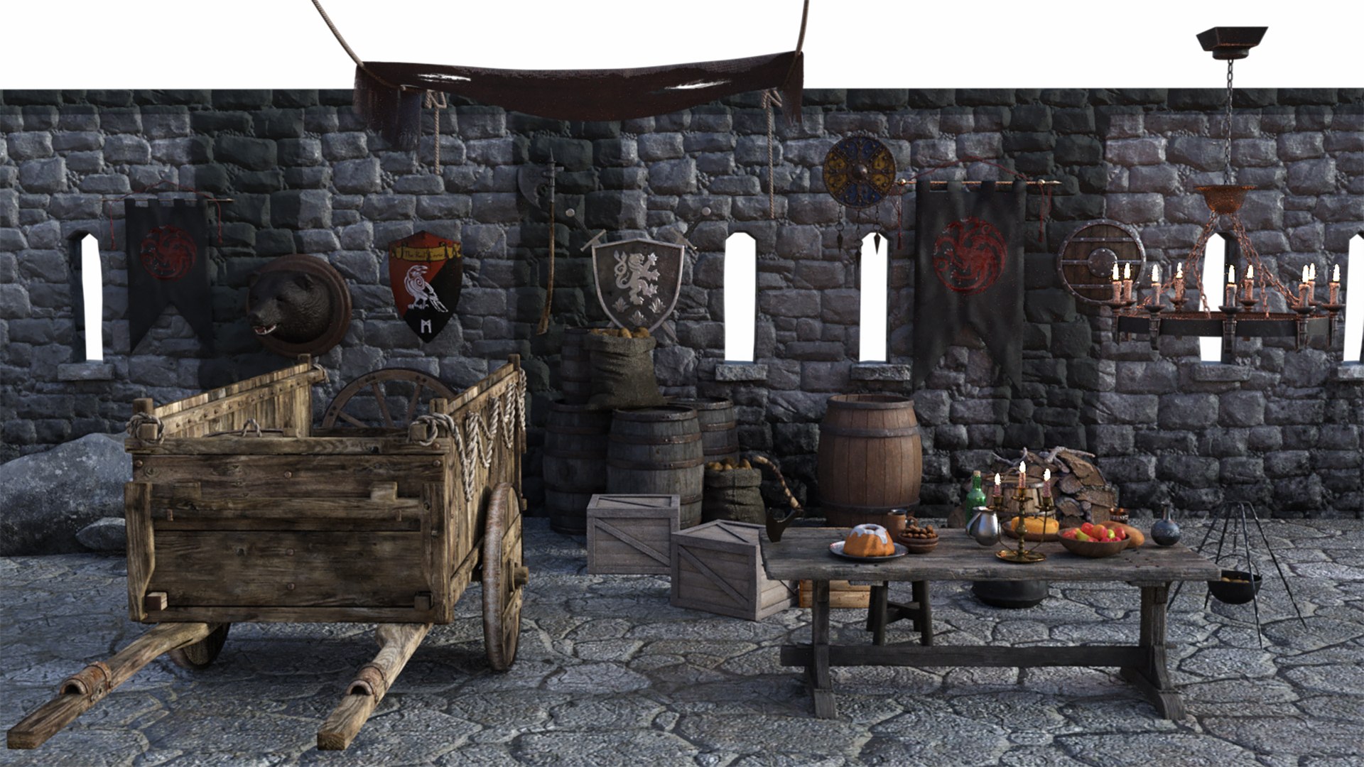 3D Medieval Props Package Model - TurboSquid 2194944